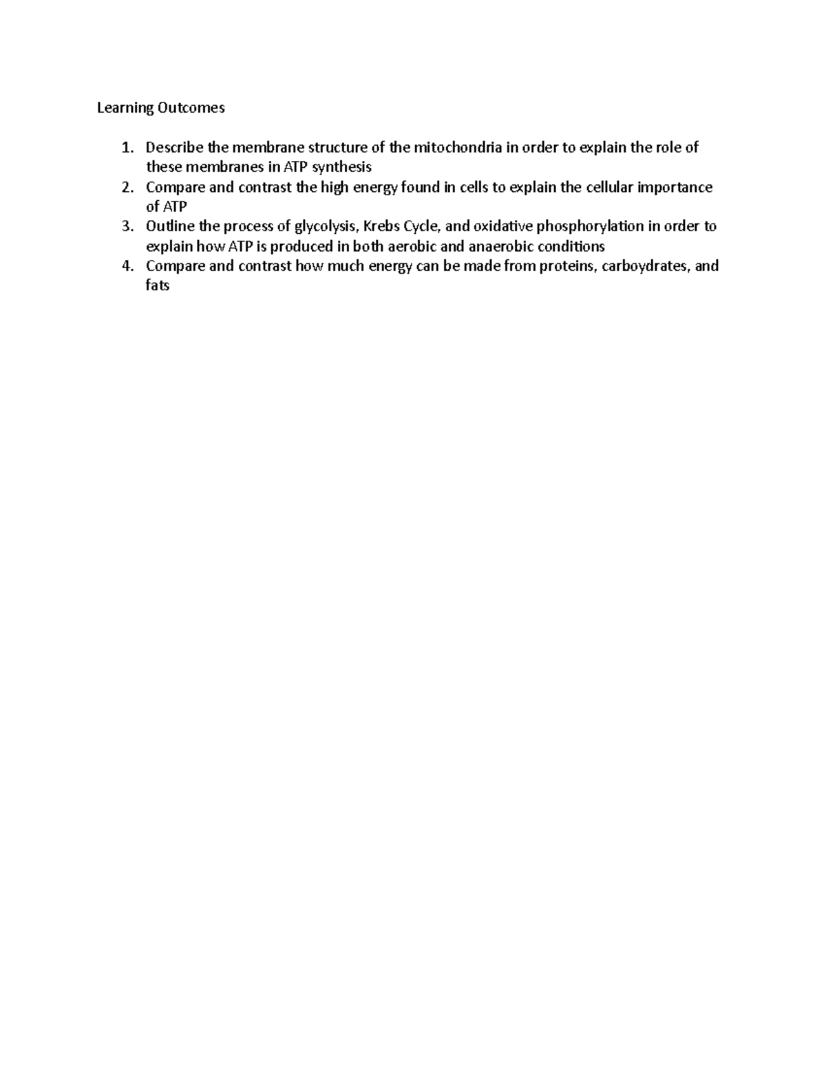 PHGY 170 Module 5: Mitochondria and ATP Production Overview - Studocu