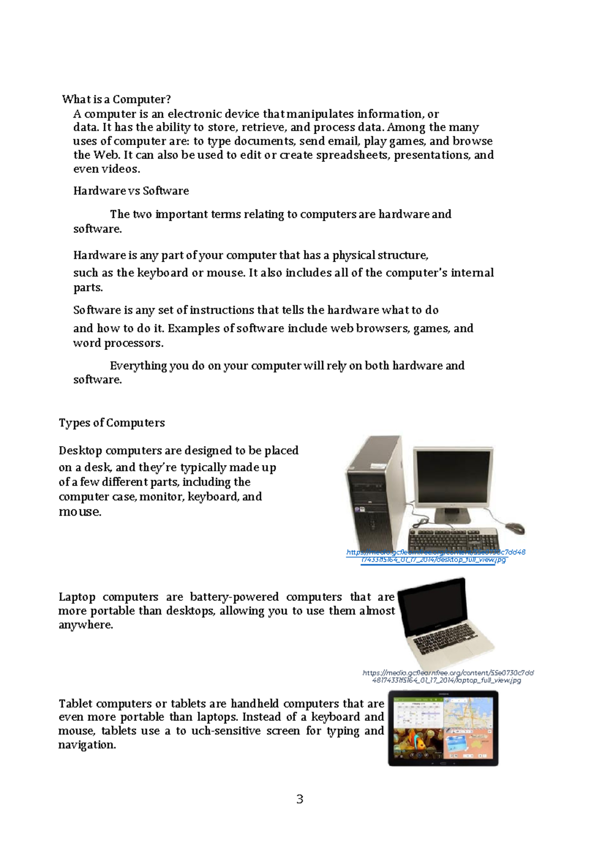 ICT Lessons - Computers - What is a Computer? A computer is an ...