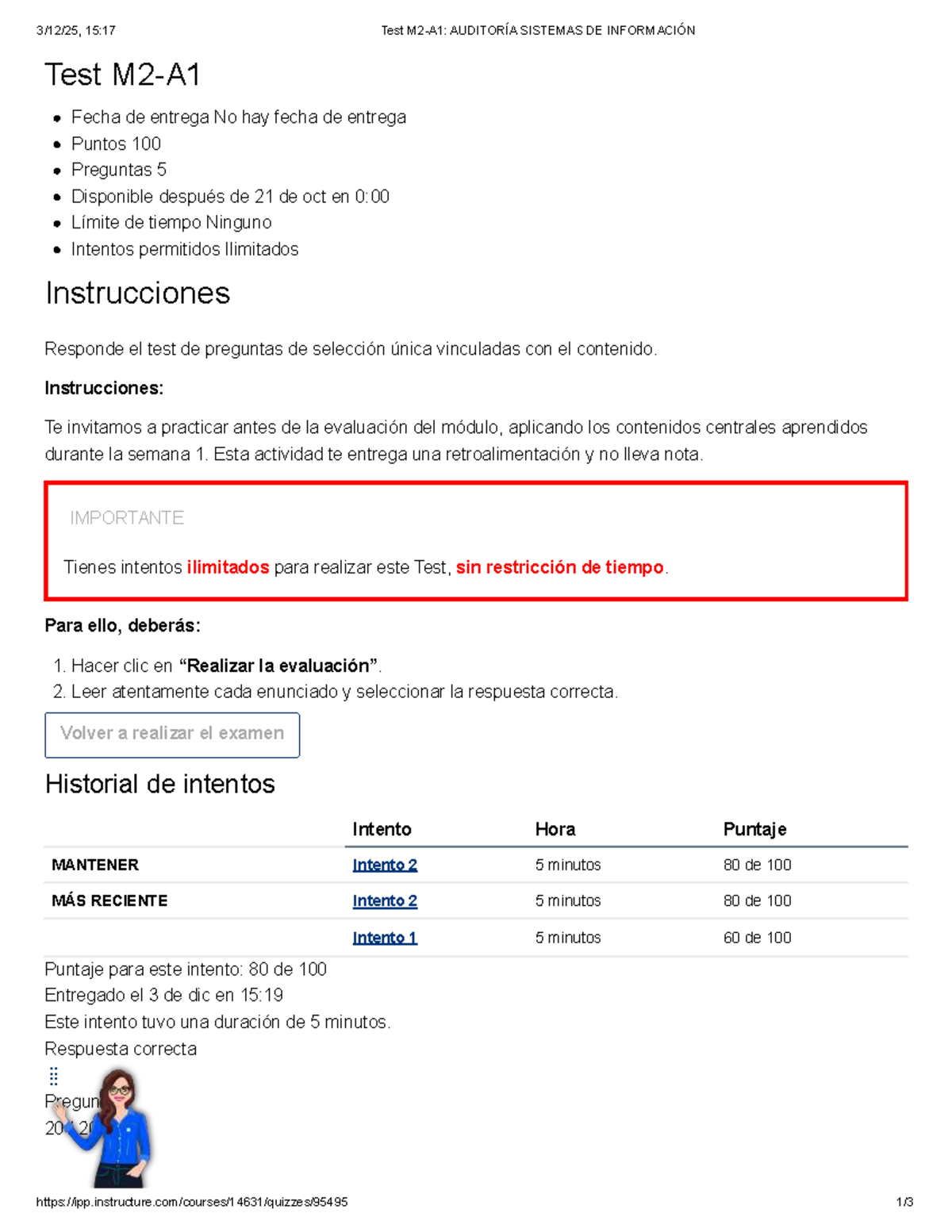 Test M2-A1: Auditoría Sistemas de Información - Práctica y ...