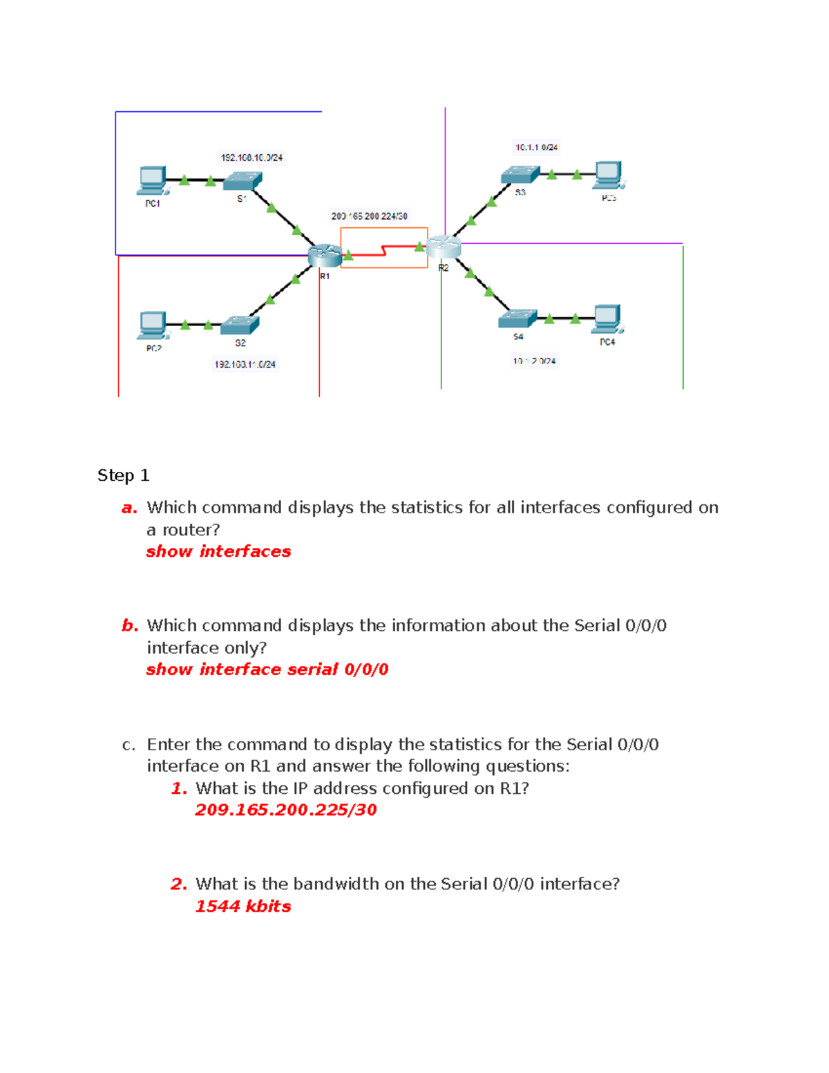 PT10 - Packet Tracer Interface Commands and Statistics Guide - Studocu