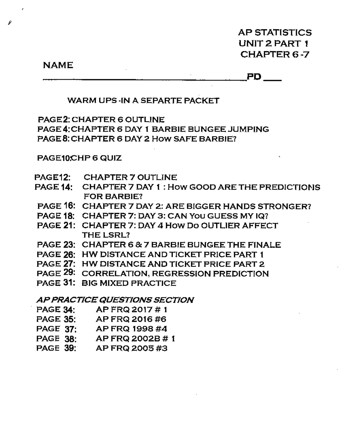 AP STATISTICS UNIT 2: CHAPTER 6 & 7 WARM UPS AND QUIZZES - Studocu