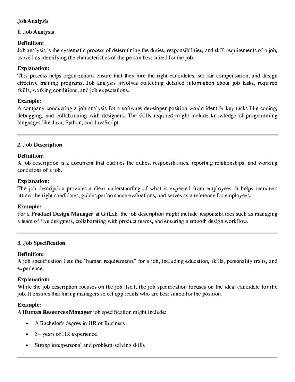 HRM Chapter 3 Brief Notes - Job Analysis - Job Analysis Job Analysis ...