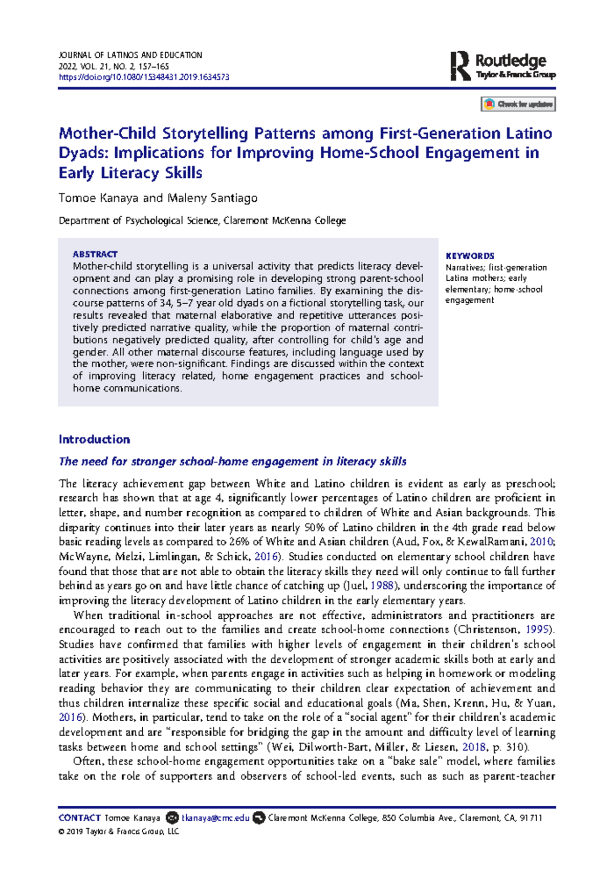 Storytelling Patterns in Latino Families: Enhancing Early Literacy ...