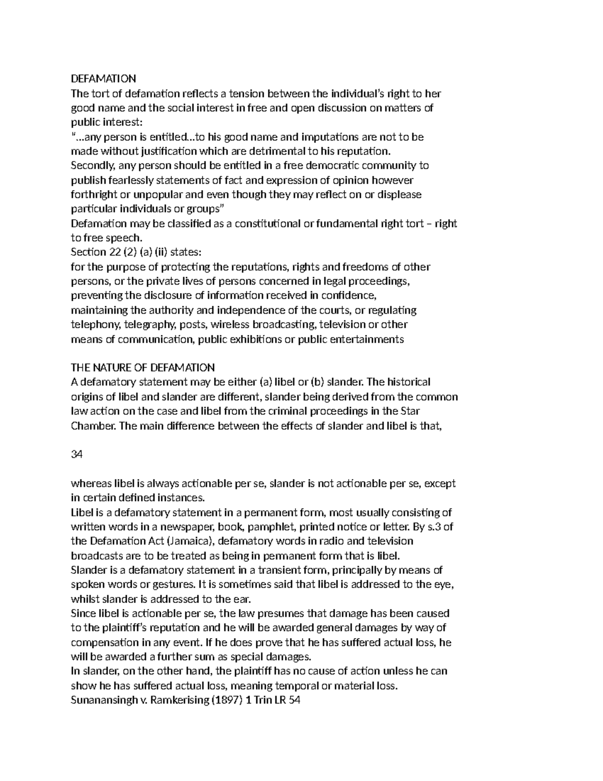 Defamation Law Overview: Tort, Libel, and Slander Explained - Studocu