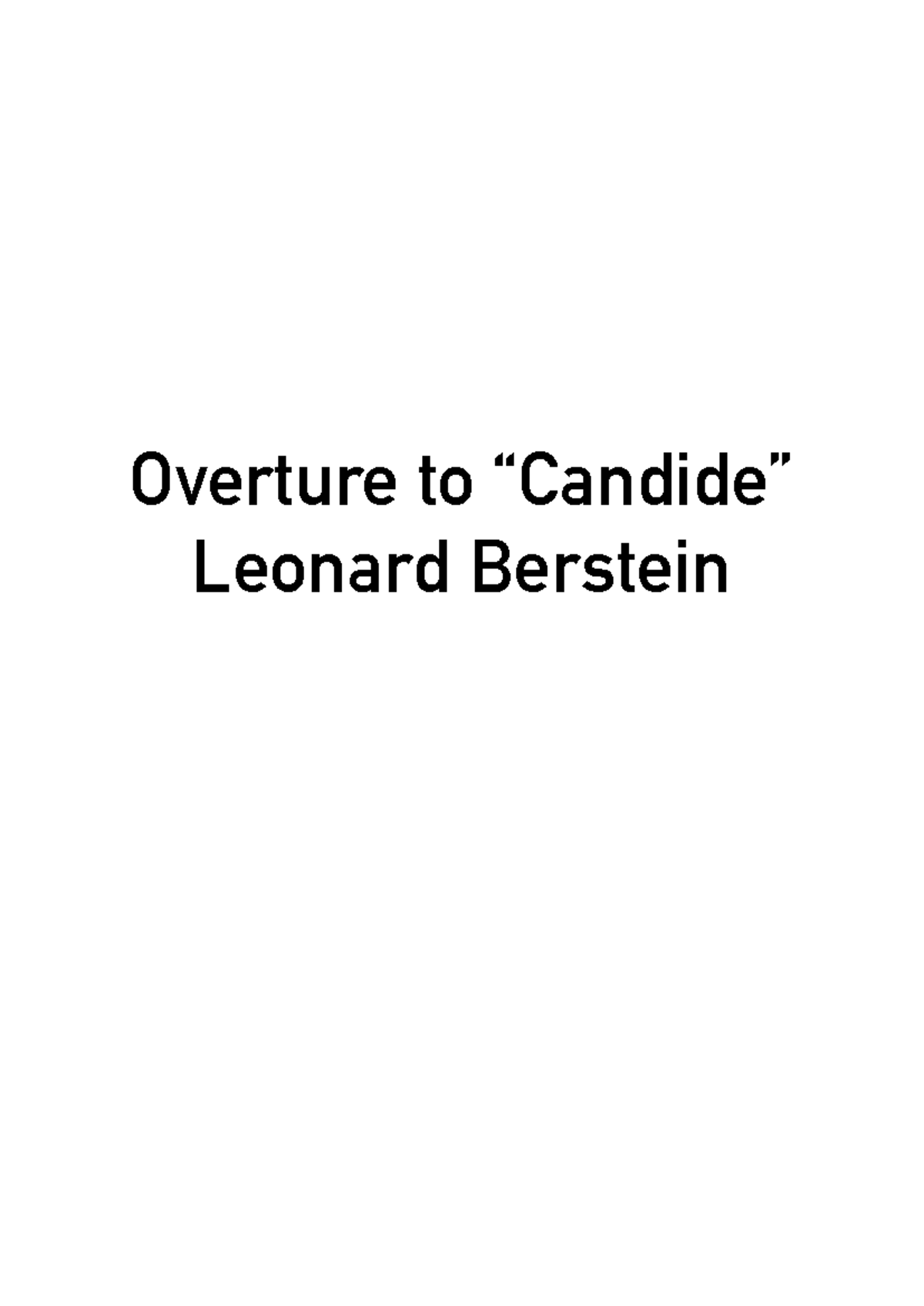 Bernstein's "Candide" Full Score Analysis - Studocu