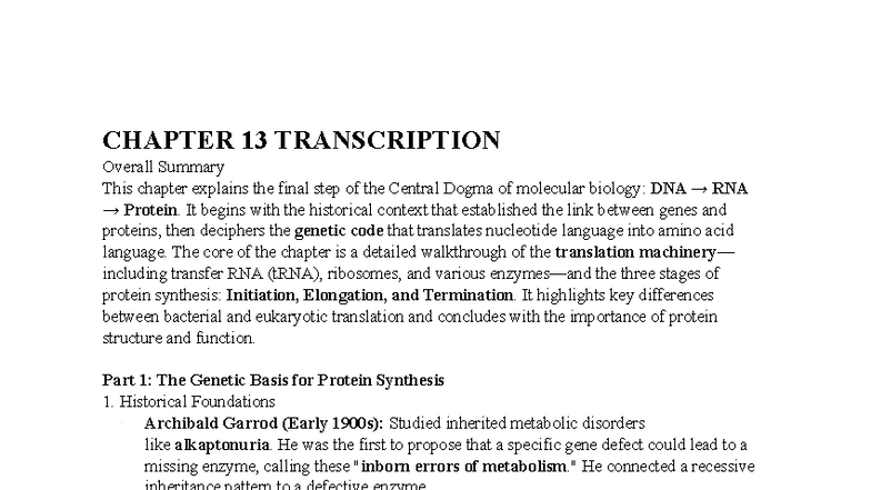 GEN 13-14-17 Study Guide: Key Concepts in Transcription and ncRNAs ...
