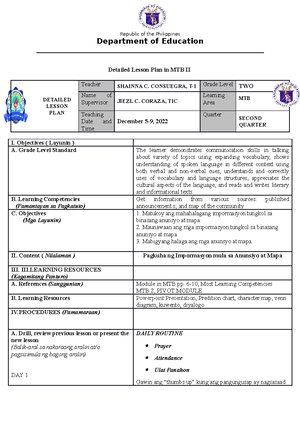 ESP2-DLP WEEK1-Q1 - ESP 2 - Department of Education Detailed Lesson Plan in ESP II DETAILED ...