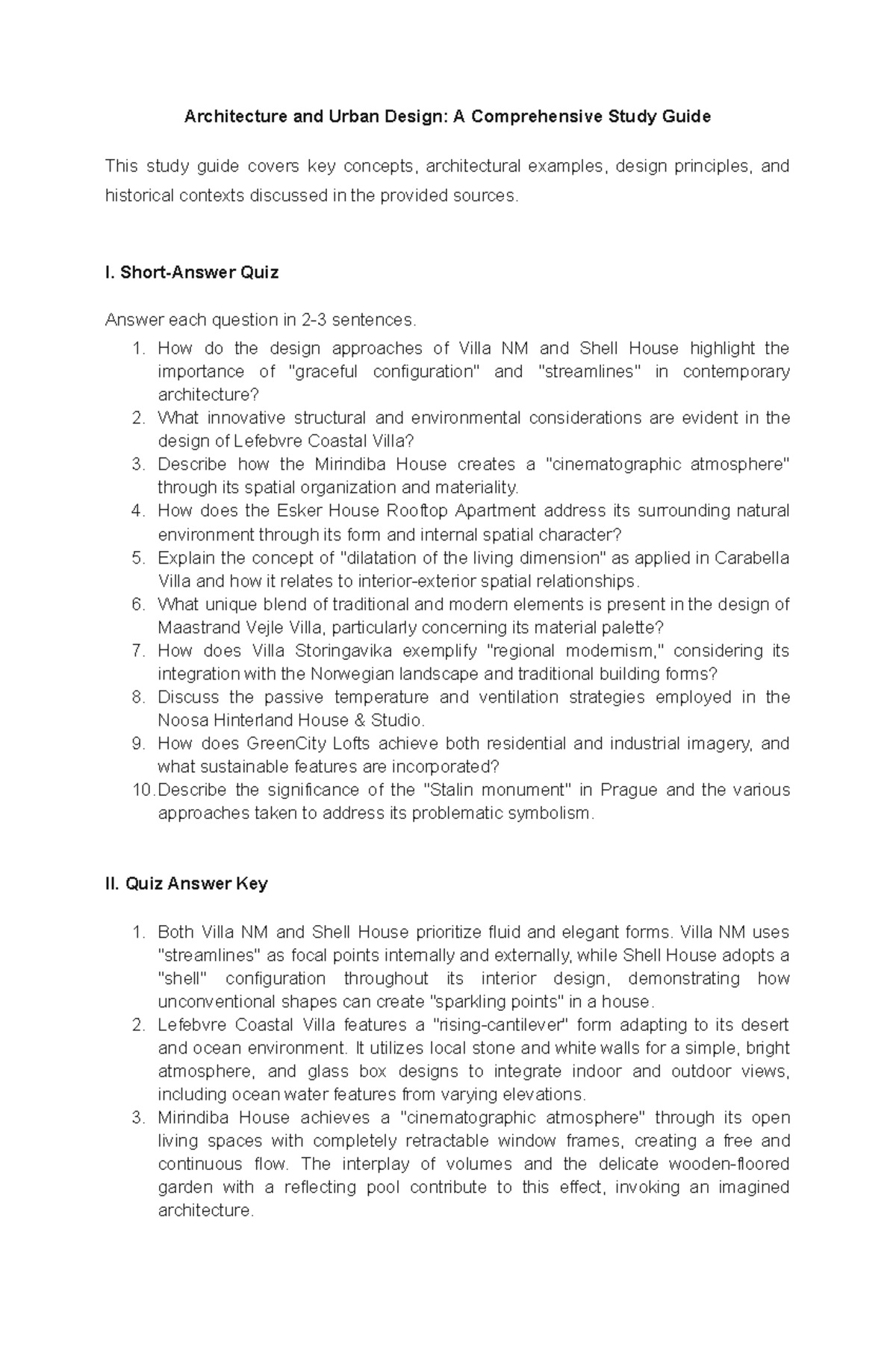 Architecture and Urban Design: Comprehensive Study Guide & Quiz - Studocu