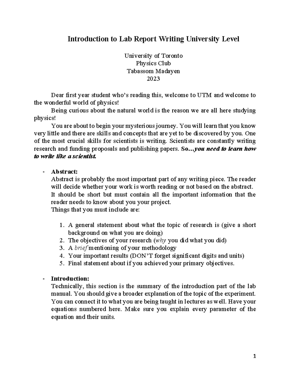 Lab Report Writing Guide for UTM Physics Students - Studocu