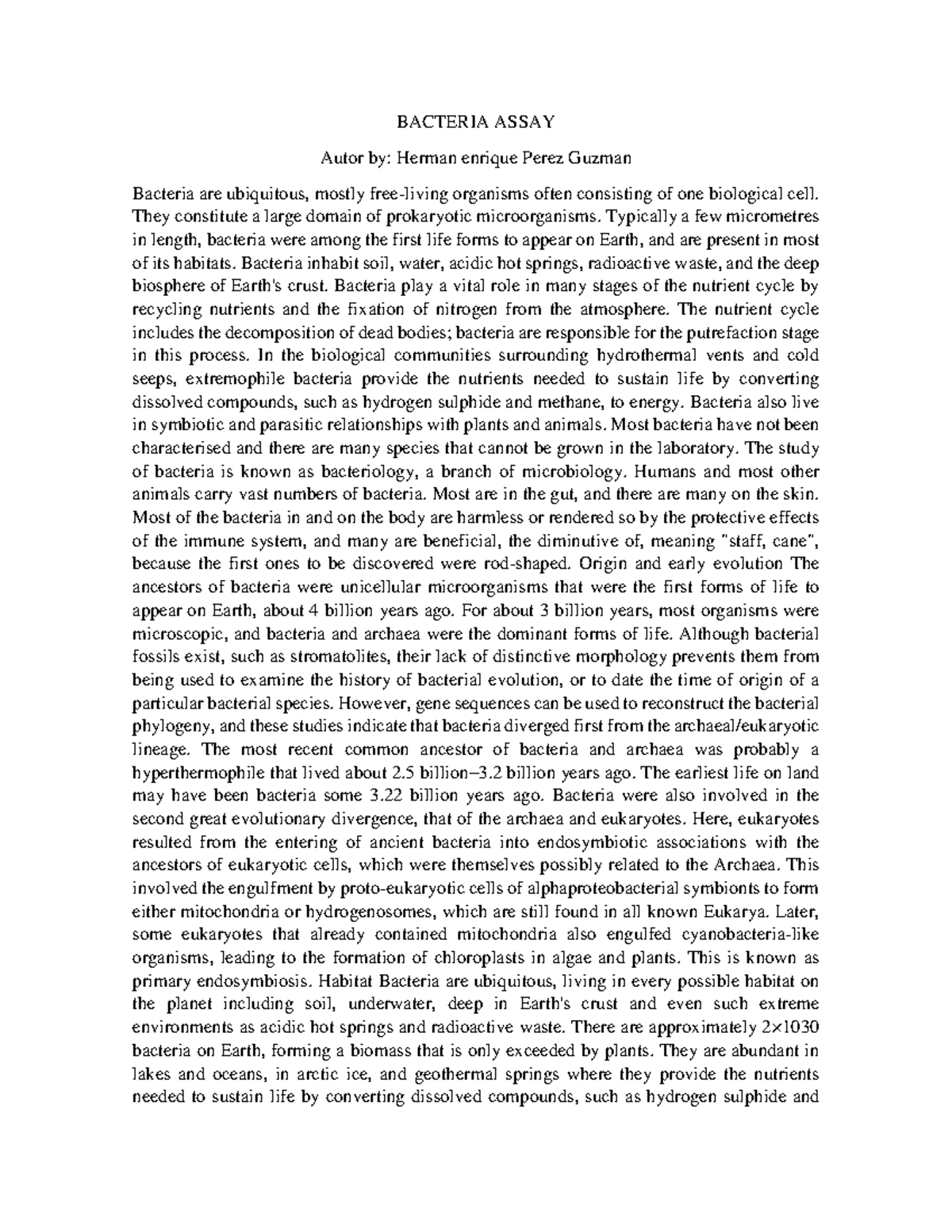 Bacteria Assay - ENSAYO DE BACTERIOLOGIA GENERALIDADES - BACTERIA ASSAY ...