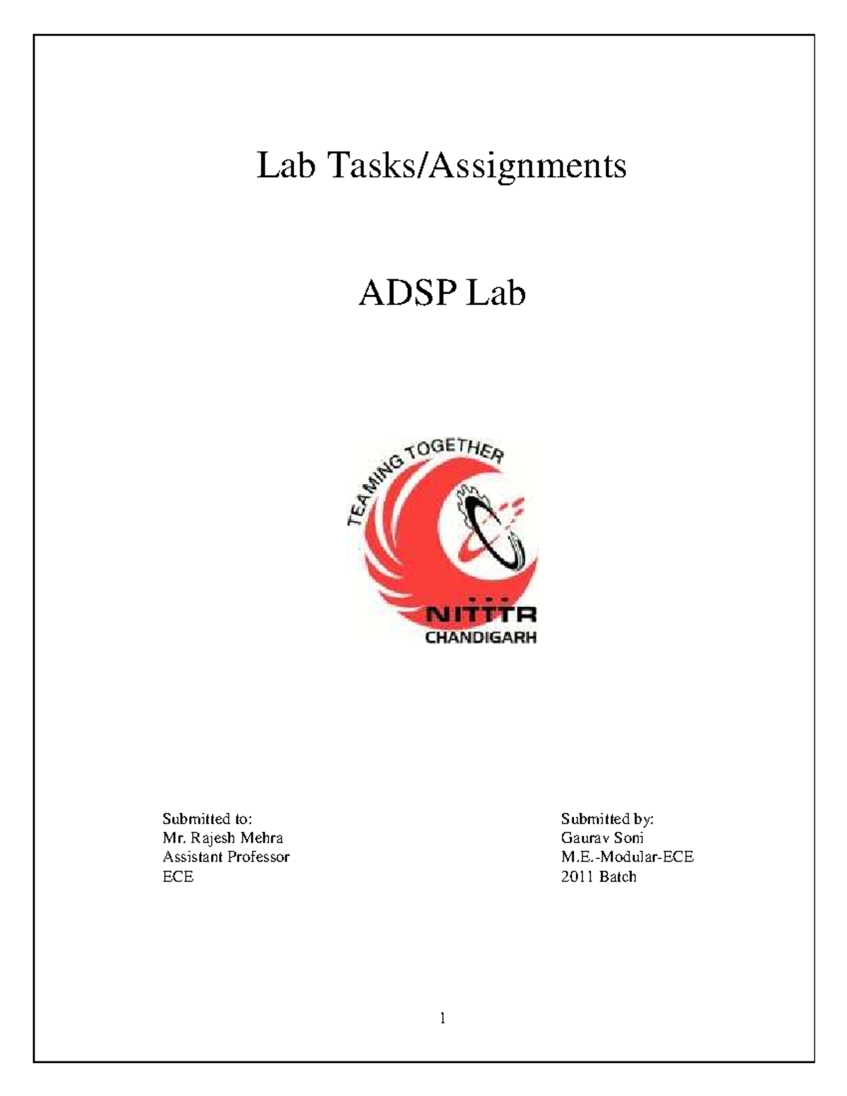 Advanced Digital Signal Processing Lab (ECE 2011) - MATLAB Experiments ...
