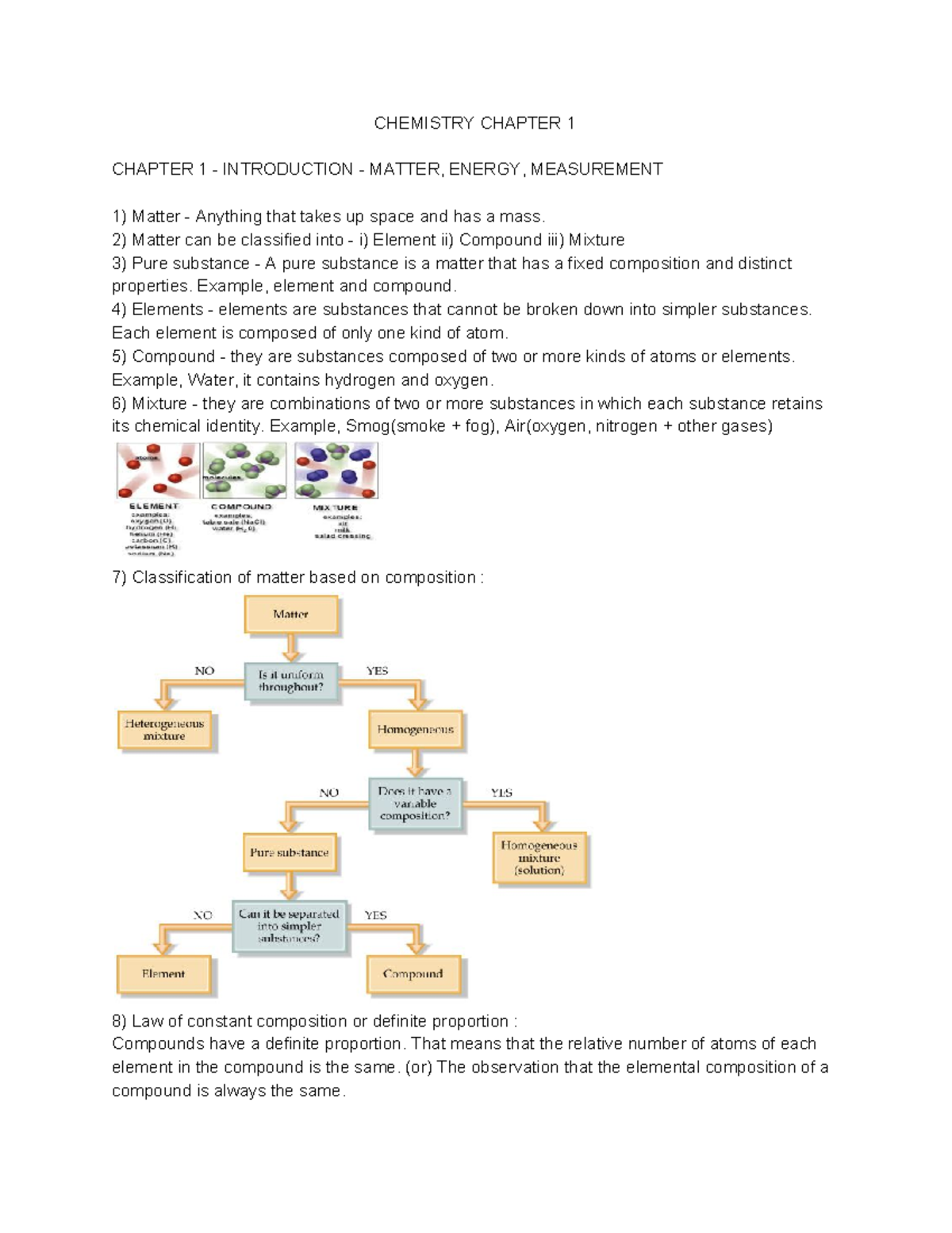 Chemistry CHM101 Chapter 1: Introduction to Matter and Energy - Studocu
