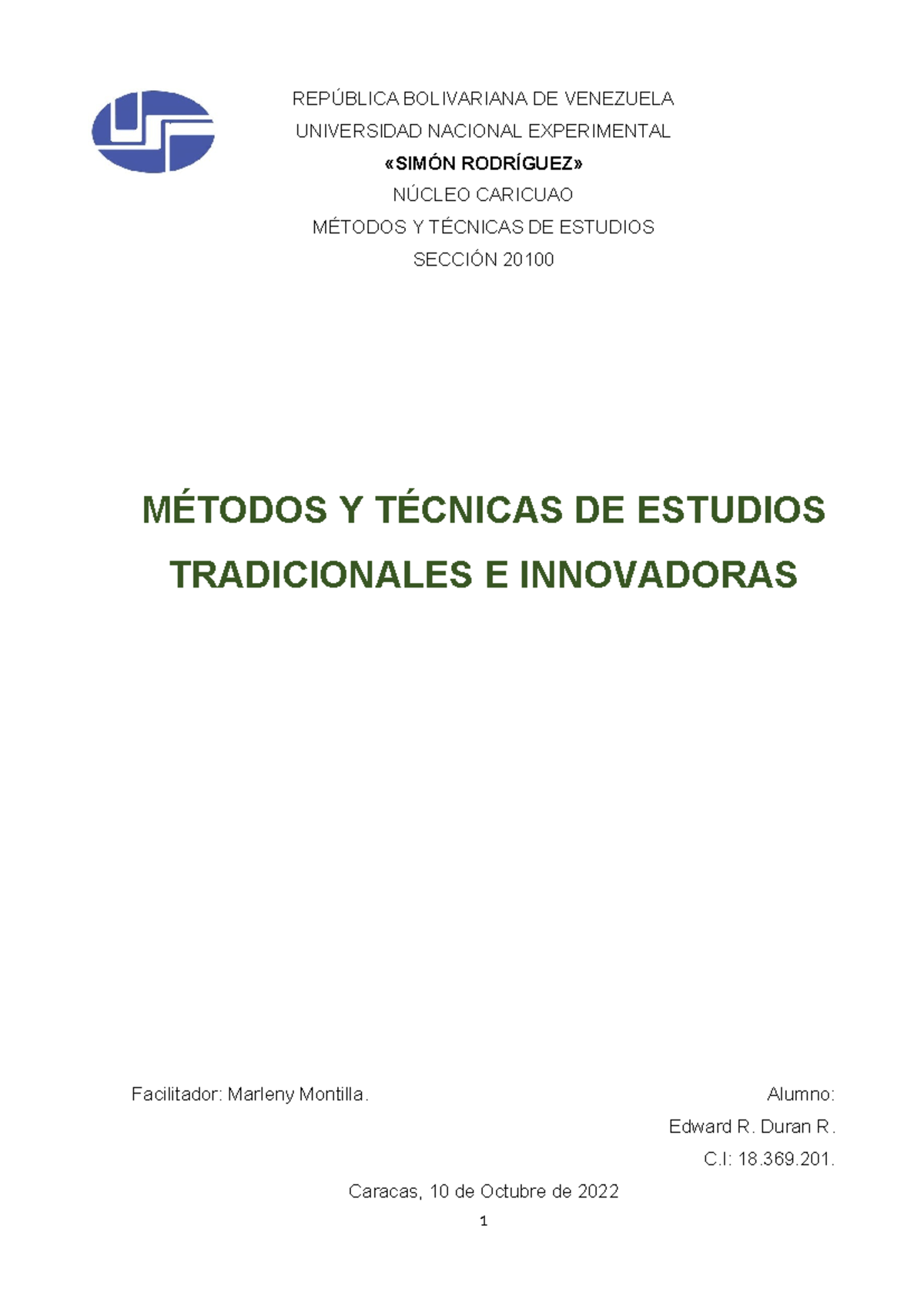 Técnicas y Métodos de Estudios Tradicionales e Innovadores - Sección ...