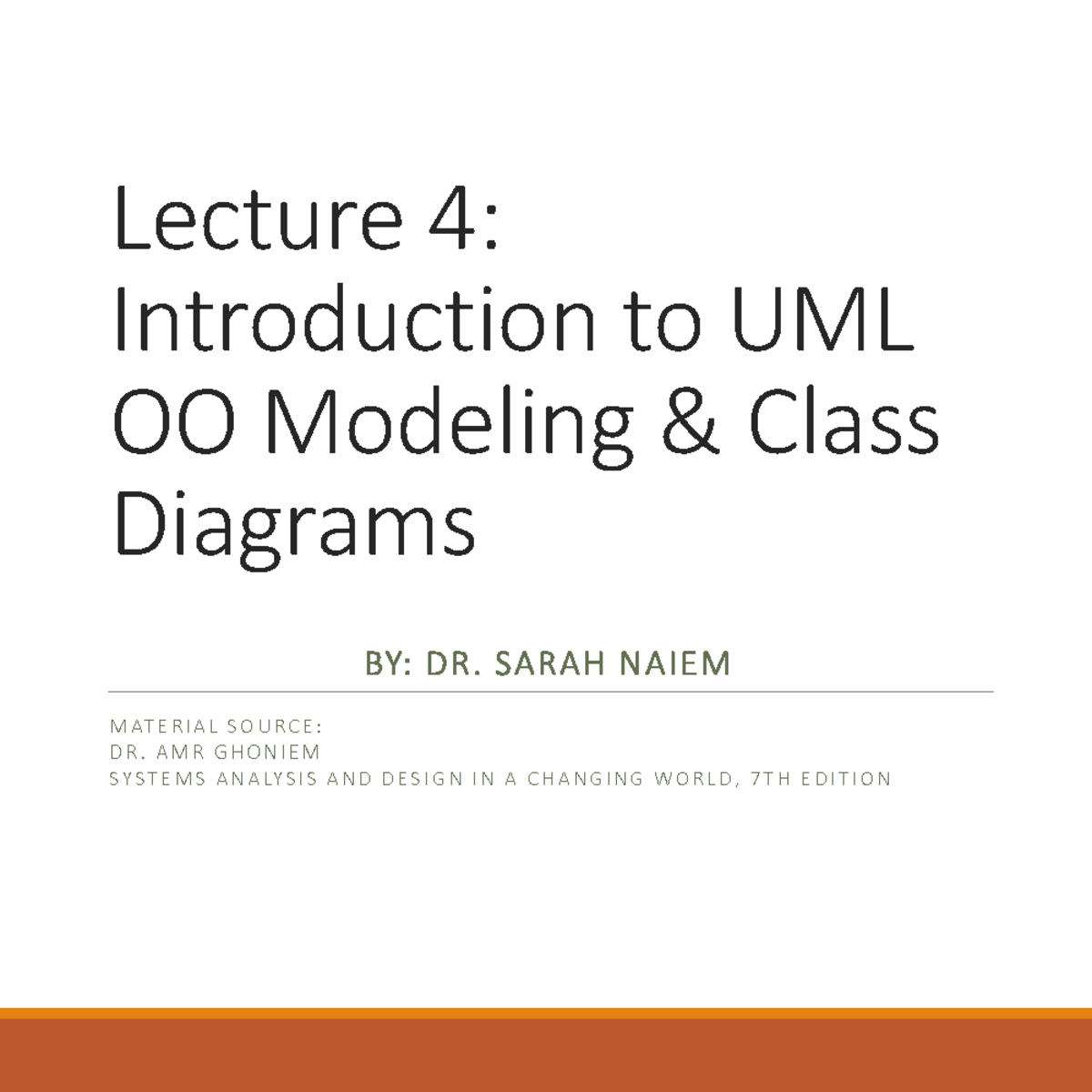 SWE-Diploma Lecture 4) 2024-2025 - Lecture 4: Introduction to UML OO Modeling & Class Diagrams ...