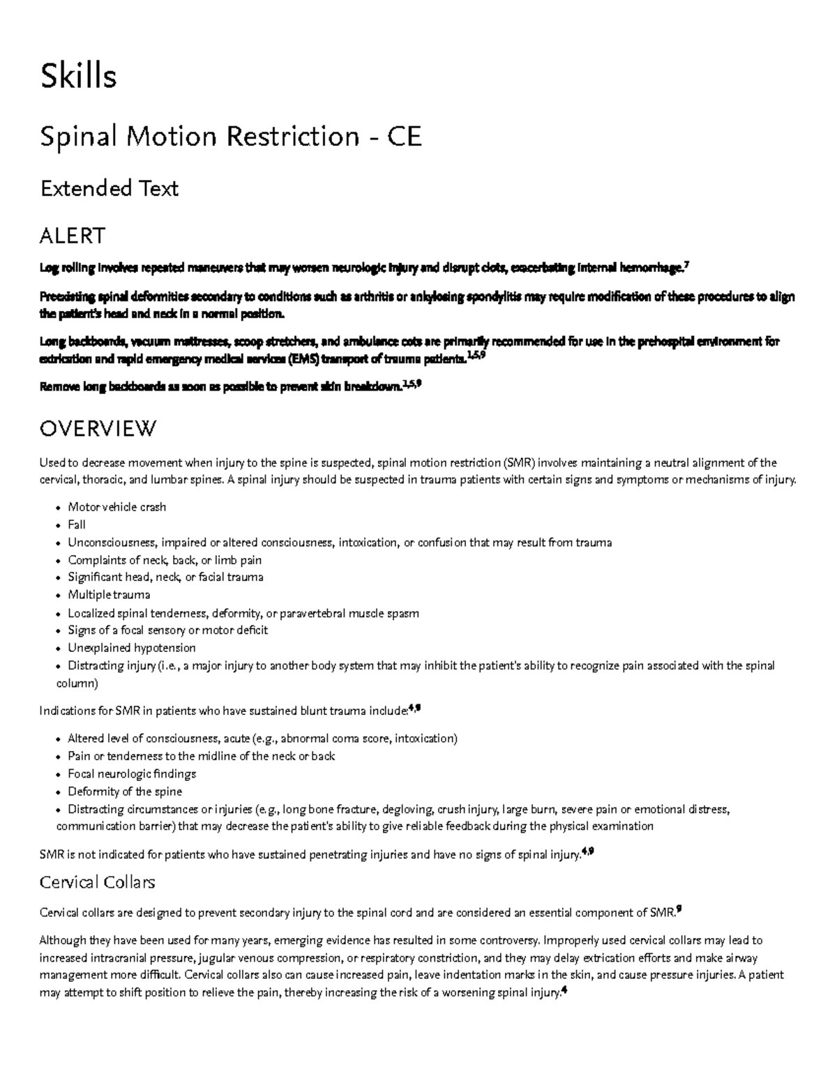 Spinal Motion Restriction Skills - CE: Guidelines and Implementation ...