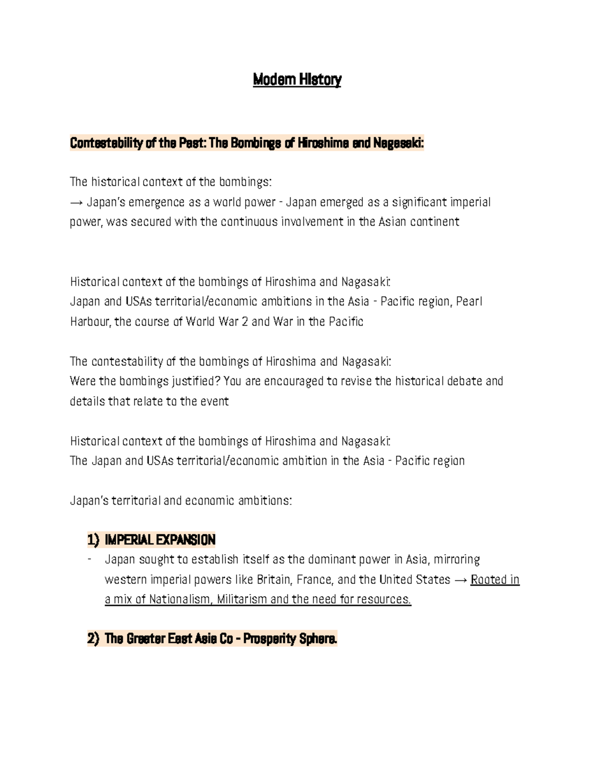Modern History (MH101): Contestability of Hiroshima & Nagasaki Bombings ...