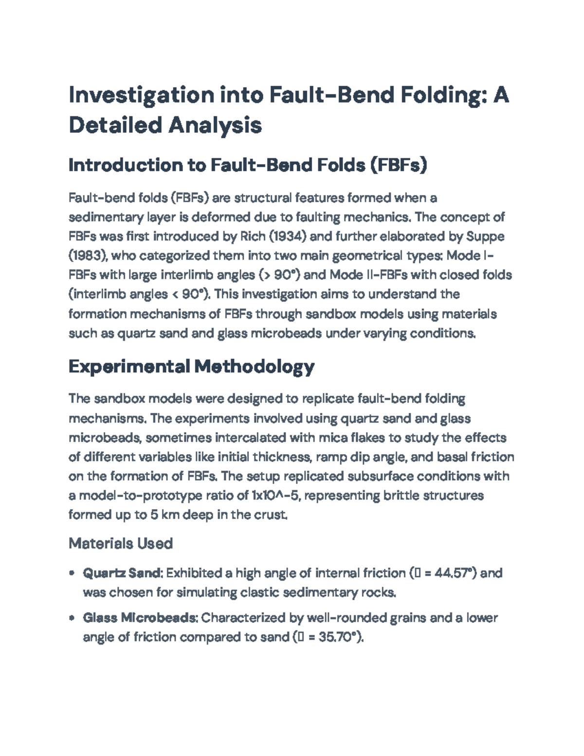 Investigation of Fault-Bend Folds: Mechanisms and Experimental Insights ...
