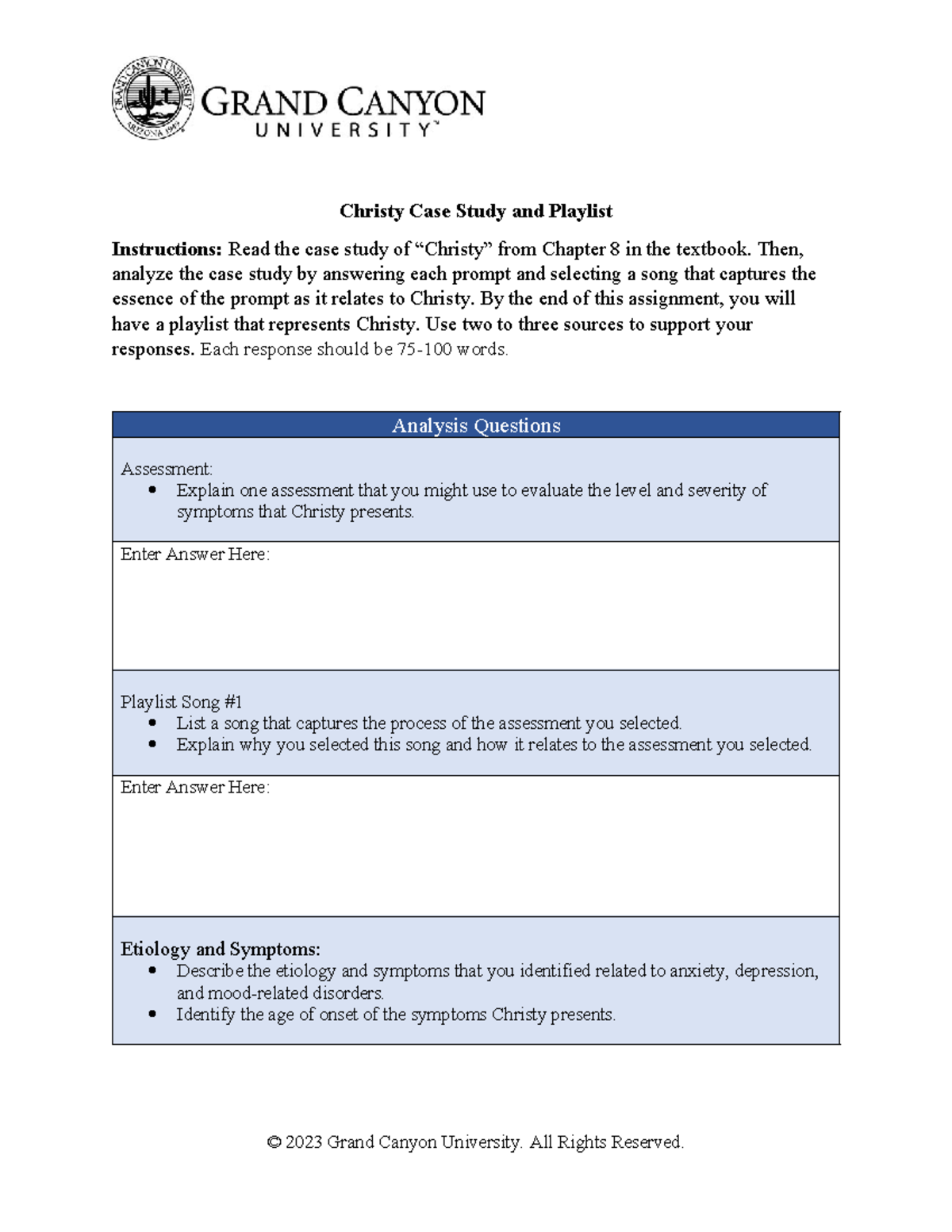 BHS-450-RS-T3-Christy Case Study & Playlist Analysis Assignment - Studocu