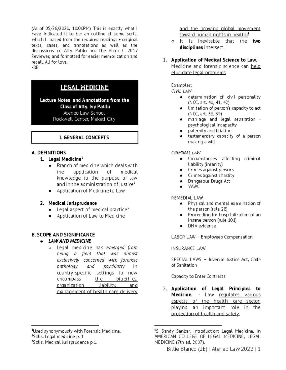 2019-2020 ALS Leg Med Study Guide - Patdu & Blanco - Studocu