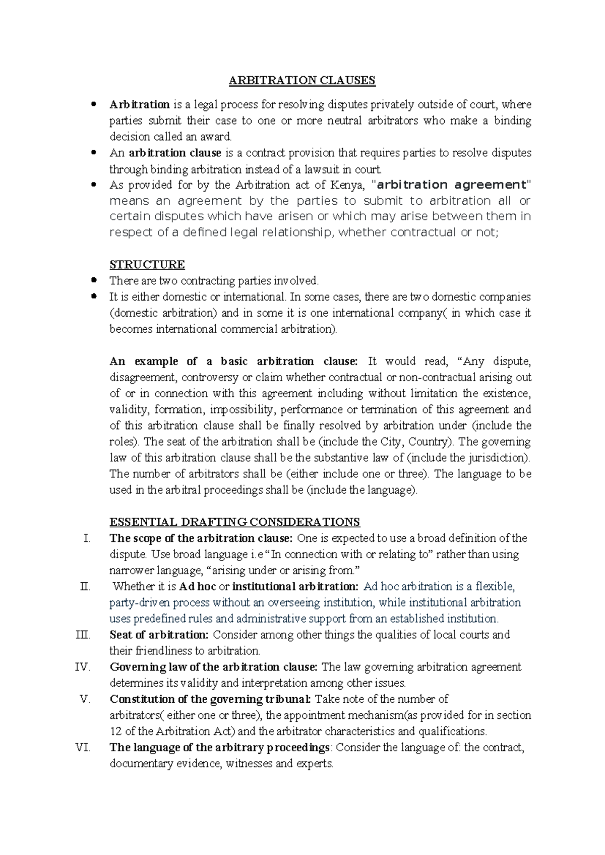 Contract Law CAT 1: Understanding Arbitration Clauses and Their ...