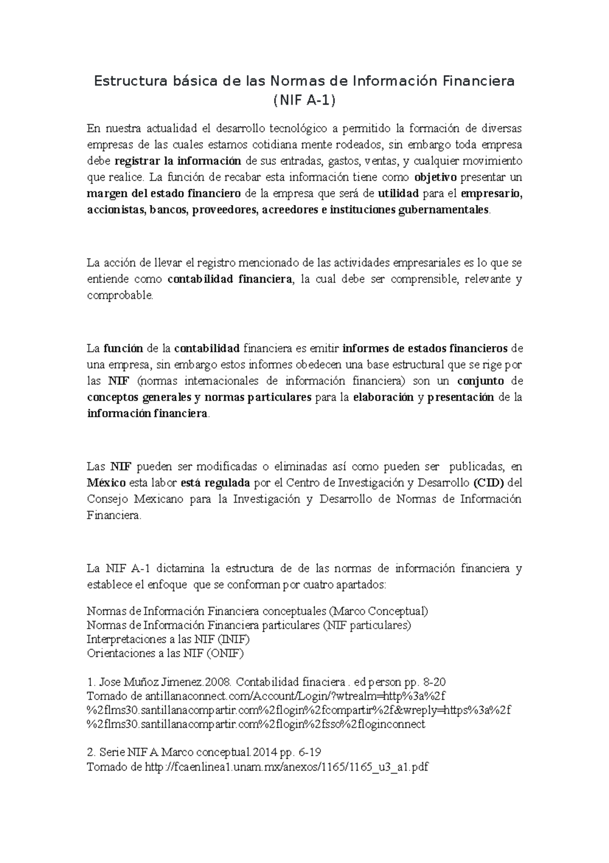 Estructura básica de las Normas de Información Financiera (NIF A-1 ...
