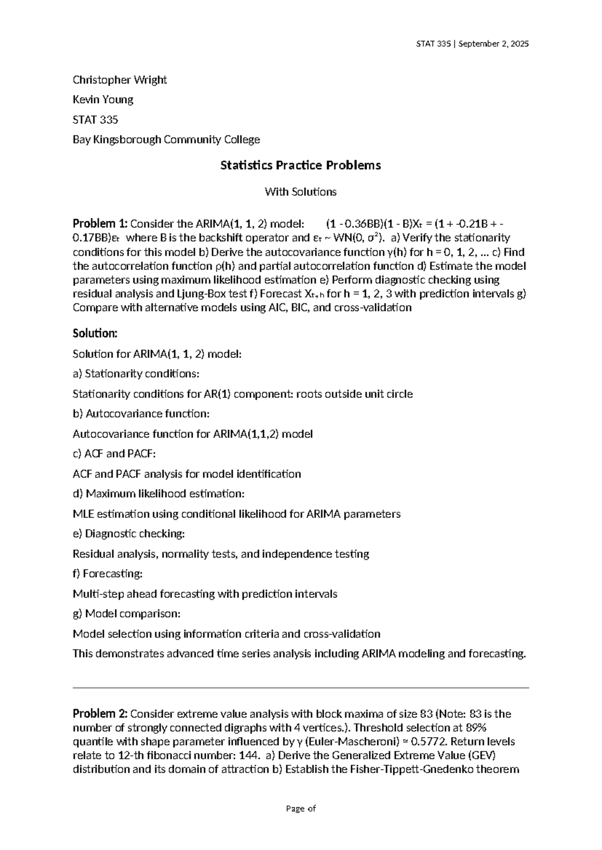 STAT 335B Statistics Practice Problems & Solutions Overview - Studocu