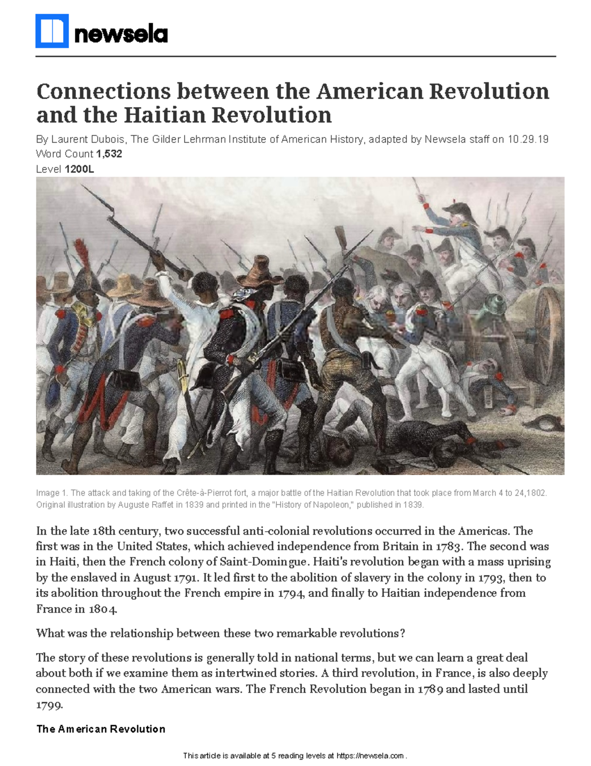 Connections Between the American & Haitian Revolutions: A Study - Studocu