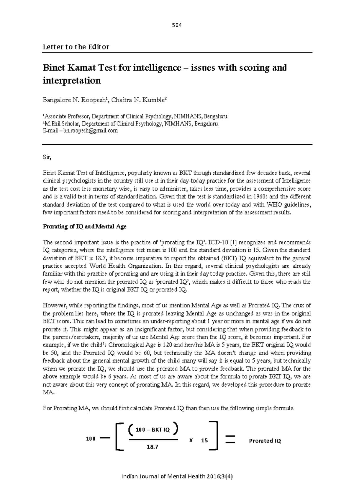 BKT Intelligence Test: Scoring Issues & Interpretation - 504 Insights ...