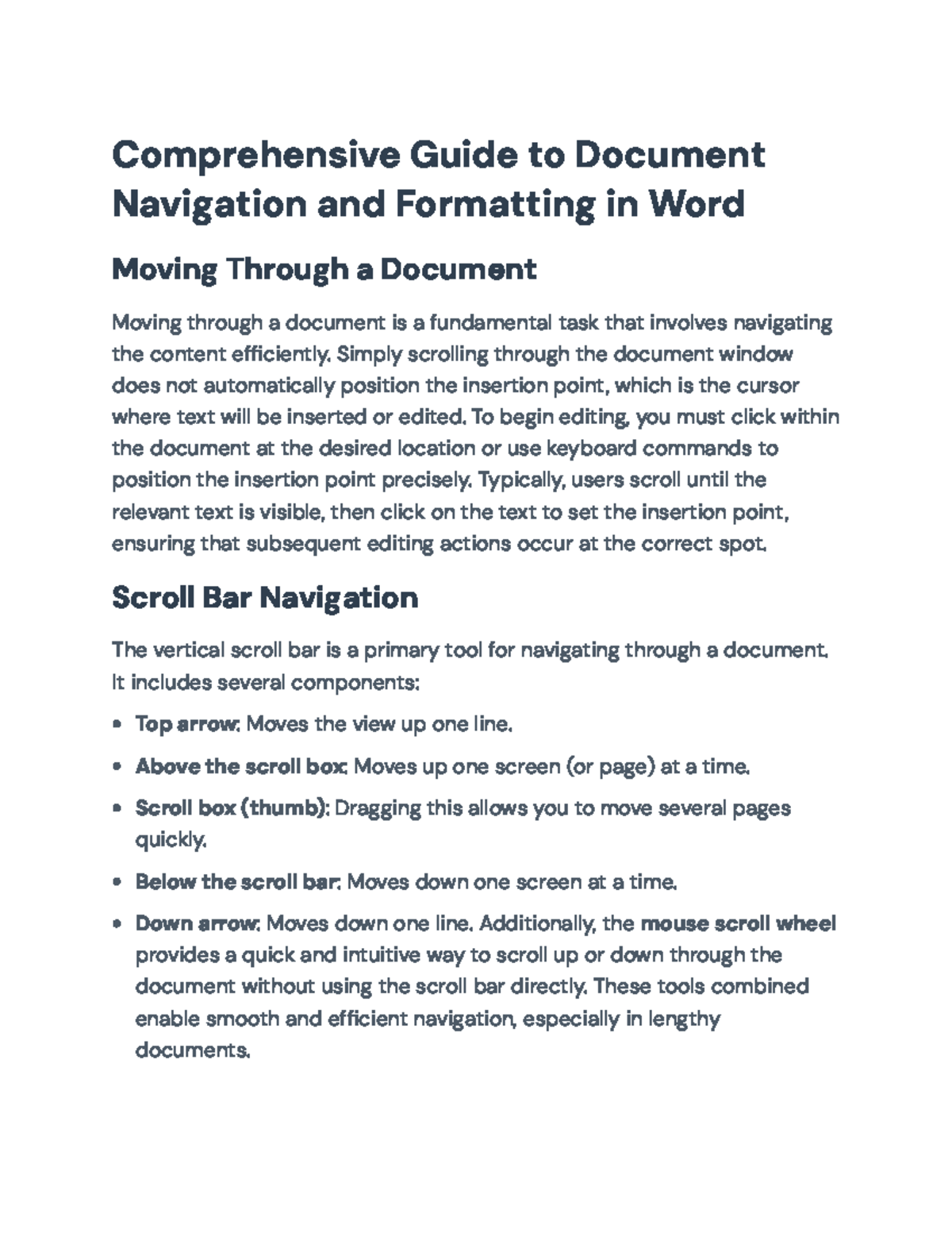 Comprehensive Guide to Navigating & Formatting in Word (CS101) - Studocu