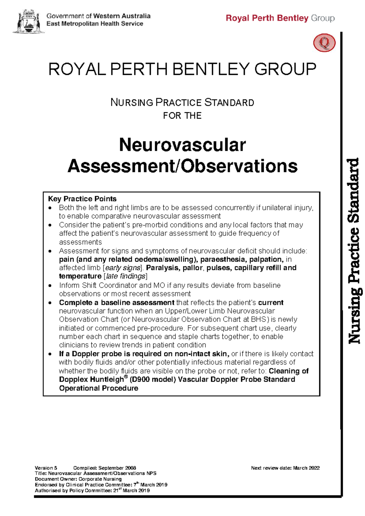 Neurovascular Assessment/Observations NPS 2019: Comprehensive Guide ...