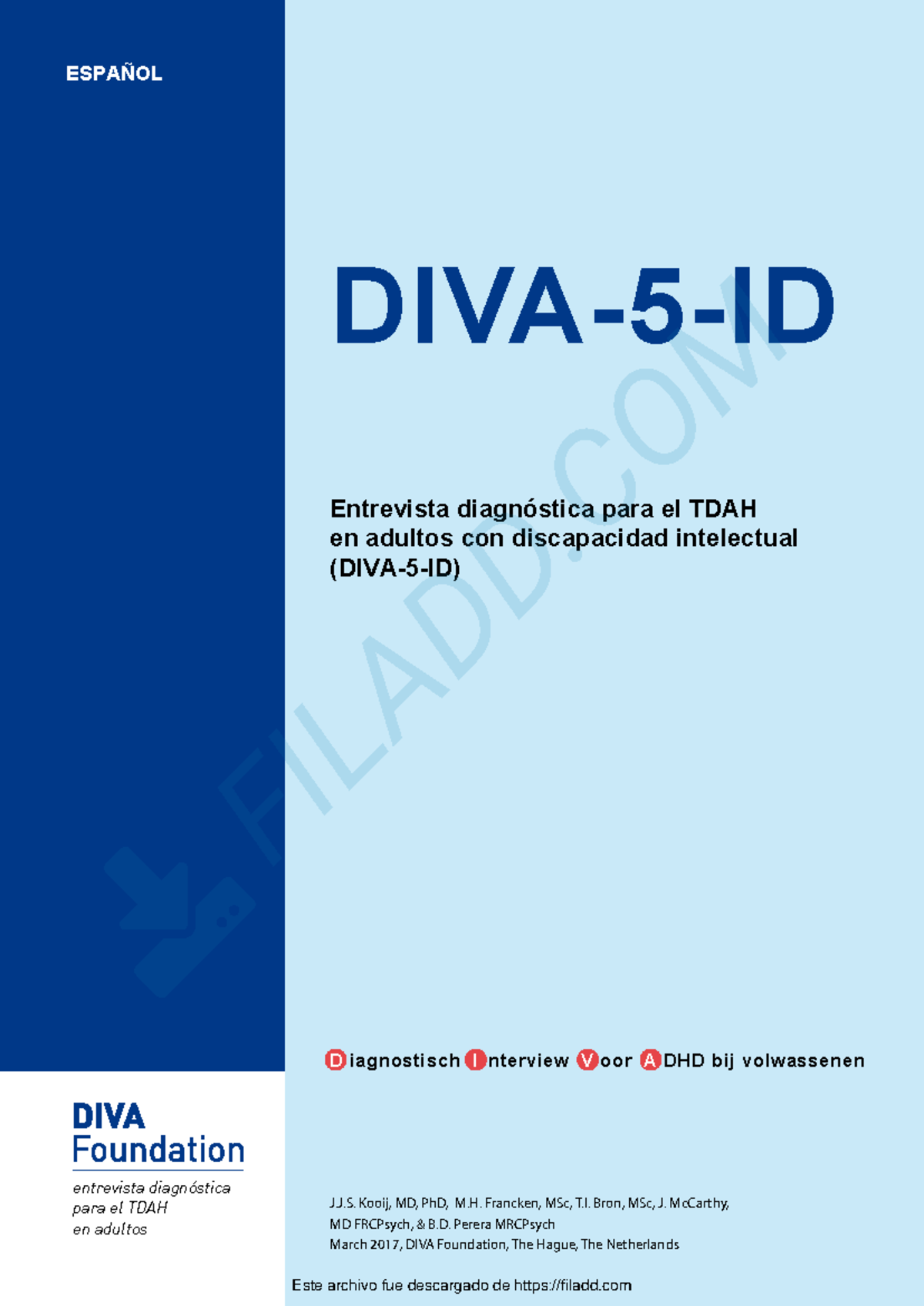 DIVA 5 - Entrevista Diagnóstica para TDAH en Adultos con DI - Studocu