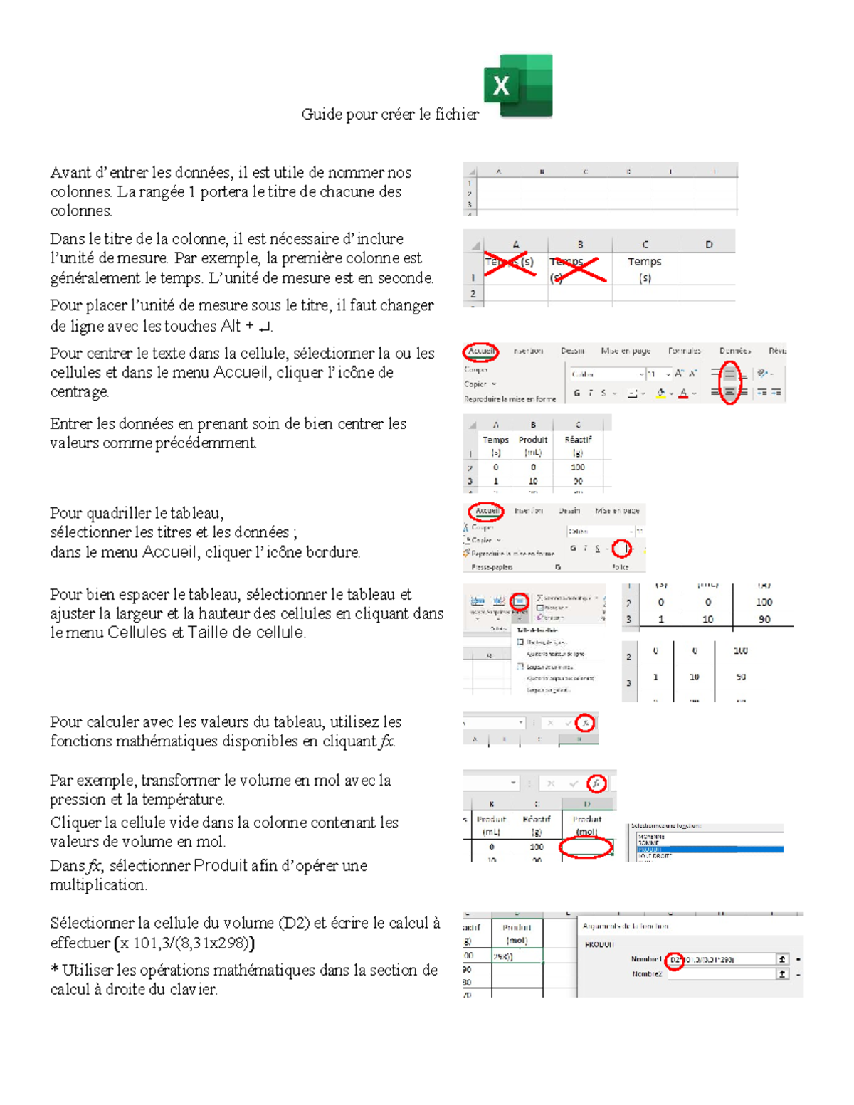 Tutoriel Excel pour Labos Physique/Chimie - Guide de Création de ...