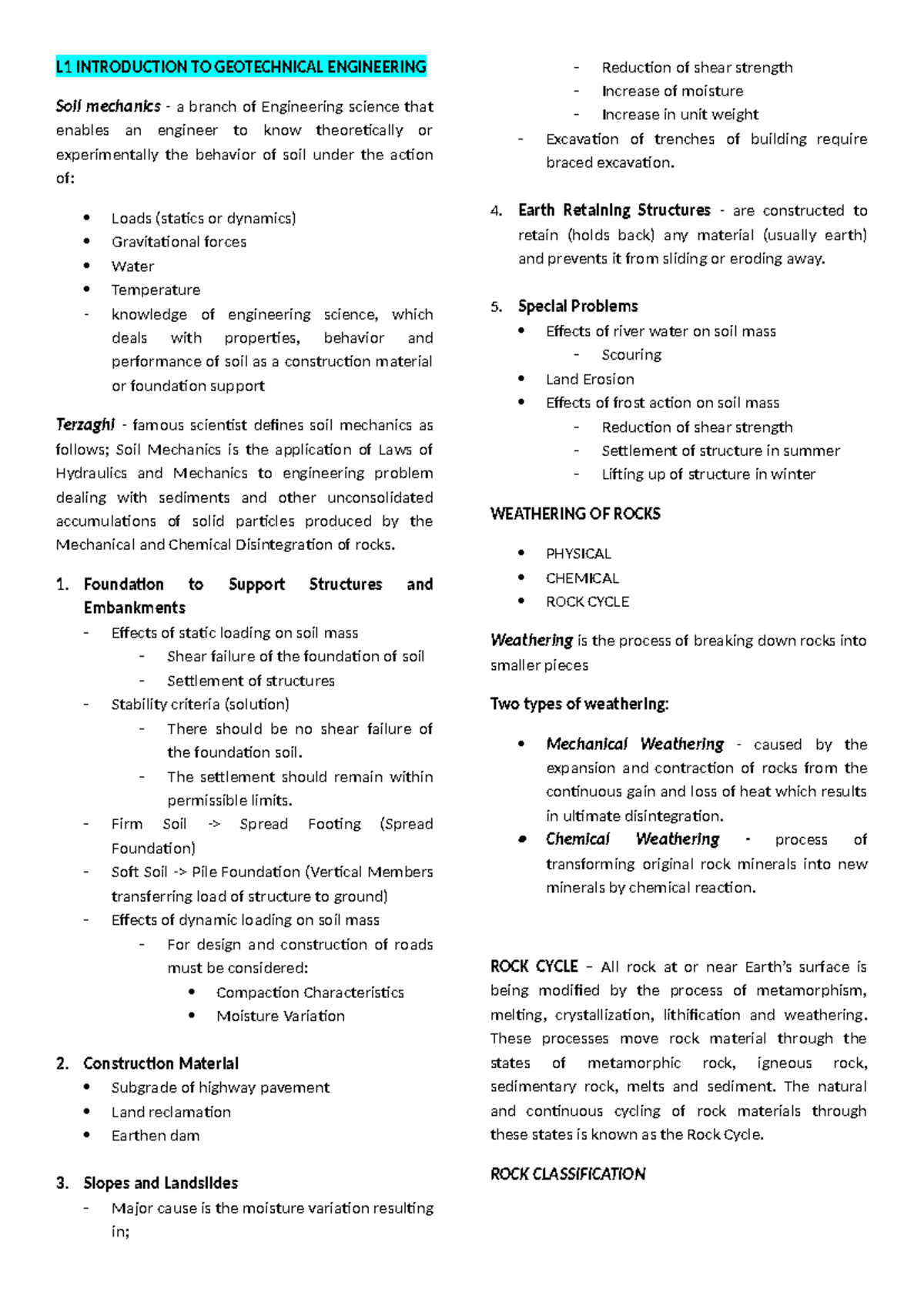 Geotech Midterm Reviewer: Key Concepts in Soil Mechanics and Properties - Studocu