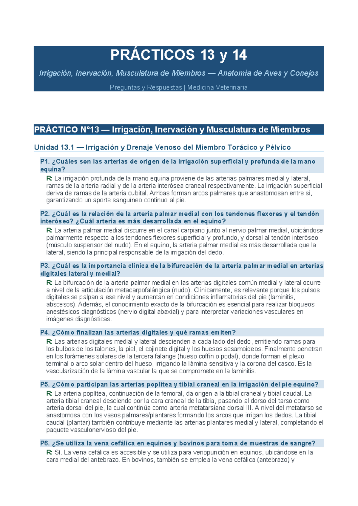 PRÁCTICOS 13 y 14: Irrigación, Inervación y Anatomía de Aves y Conejos ...