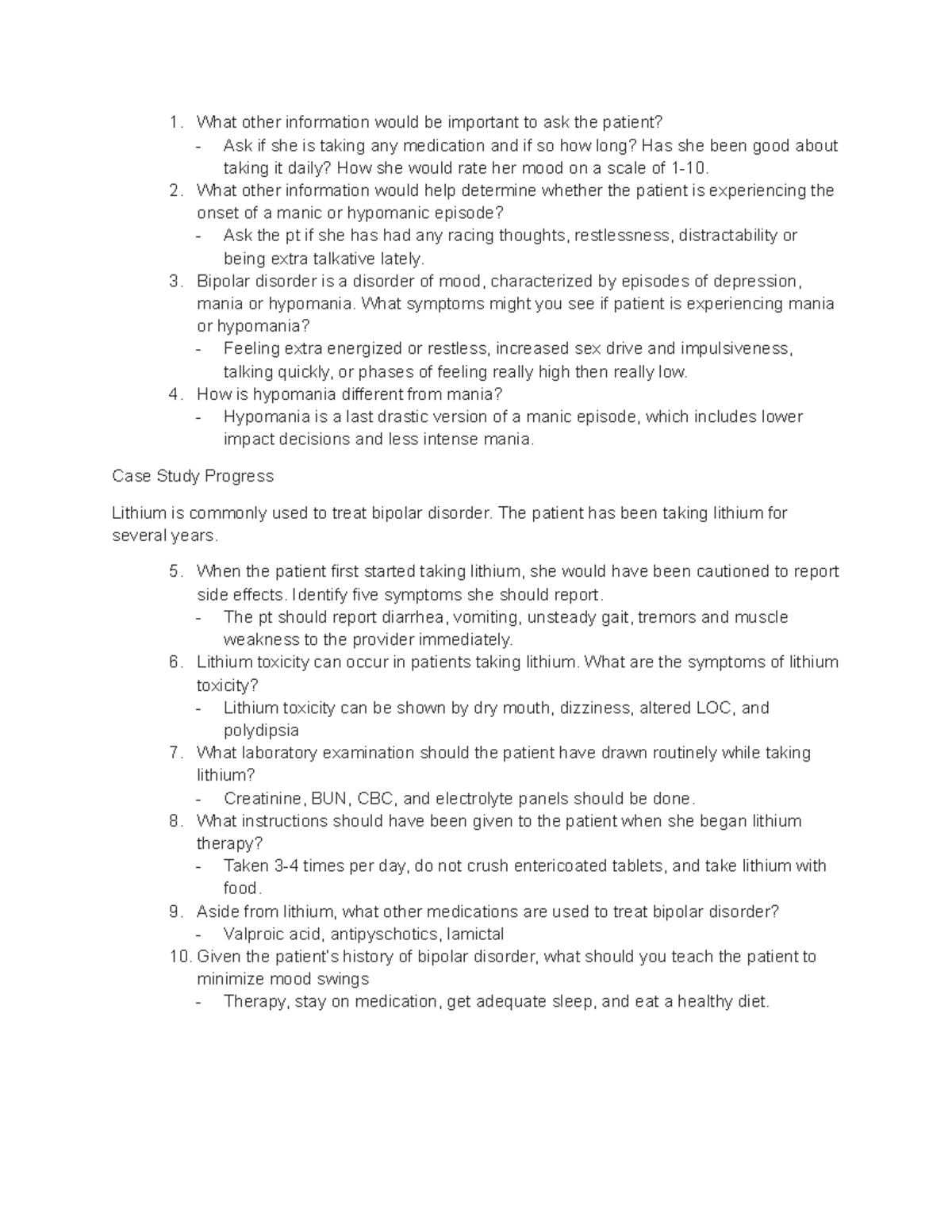 Bipolar case studies - What other information would be important to ask ...