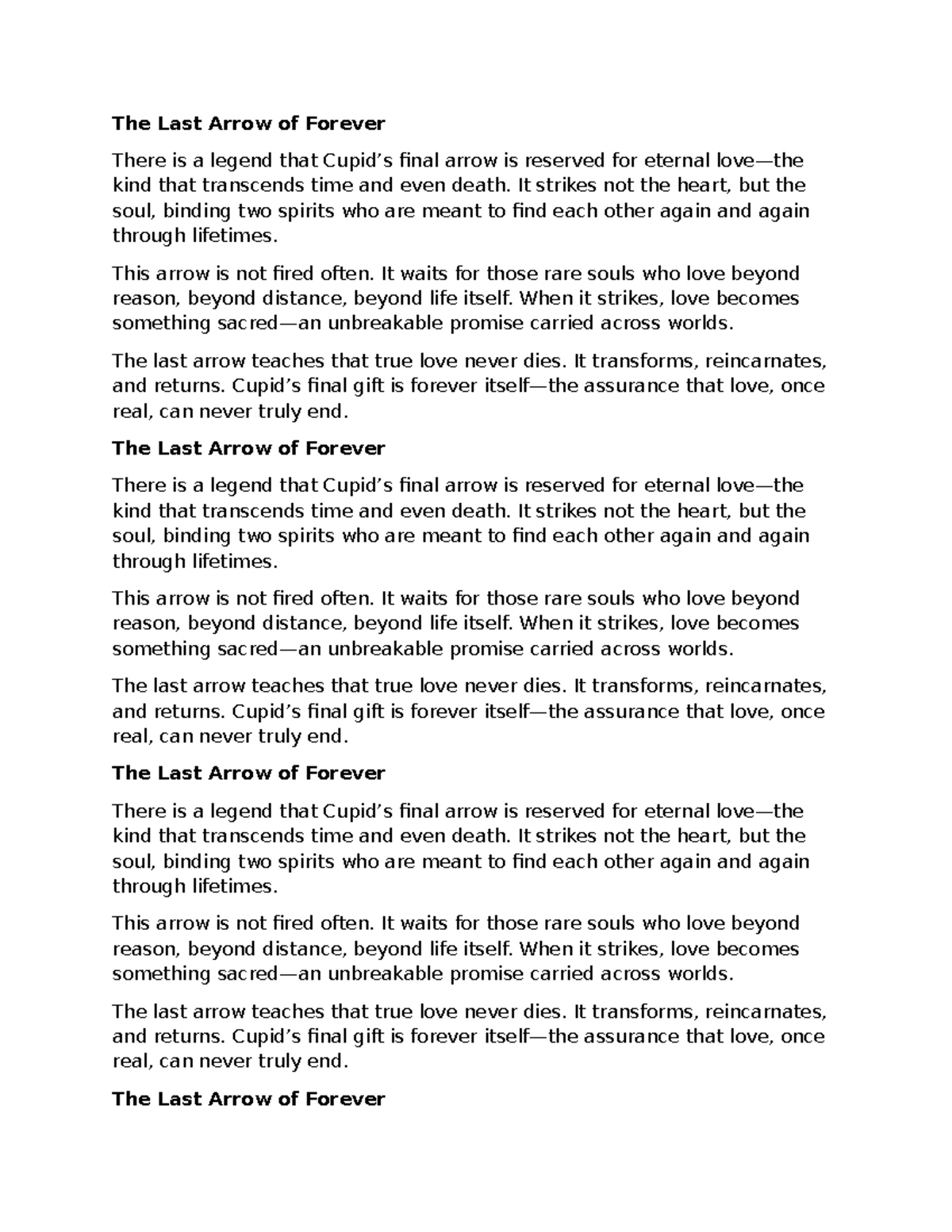 The Last Arrow of Forever: A Legend of Eternal Love - Studocu