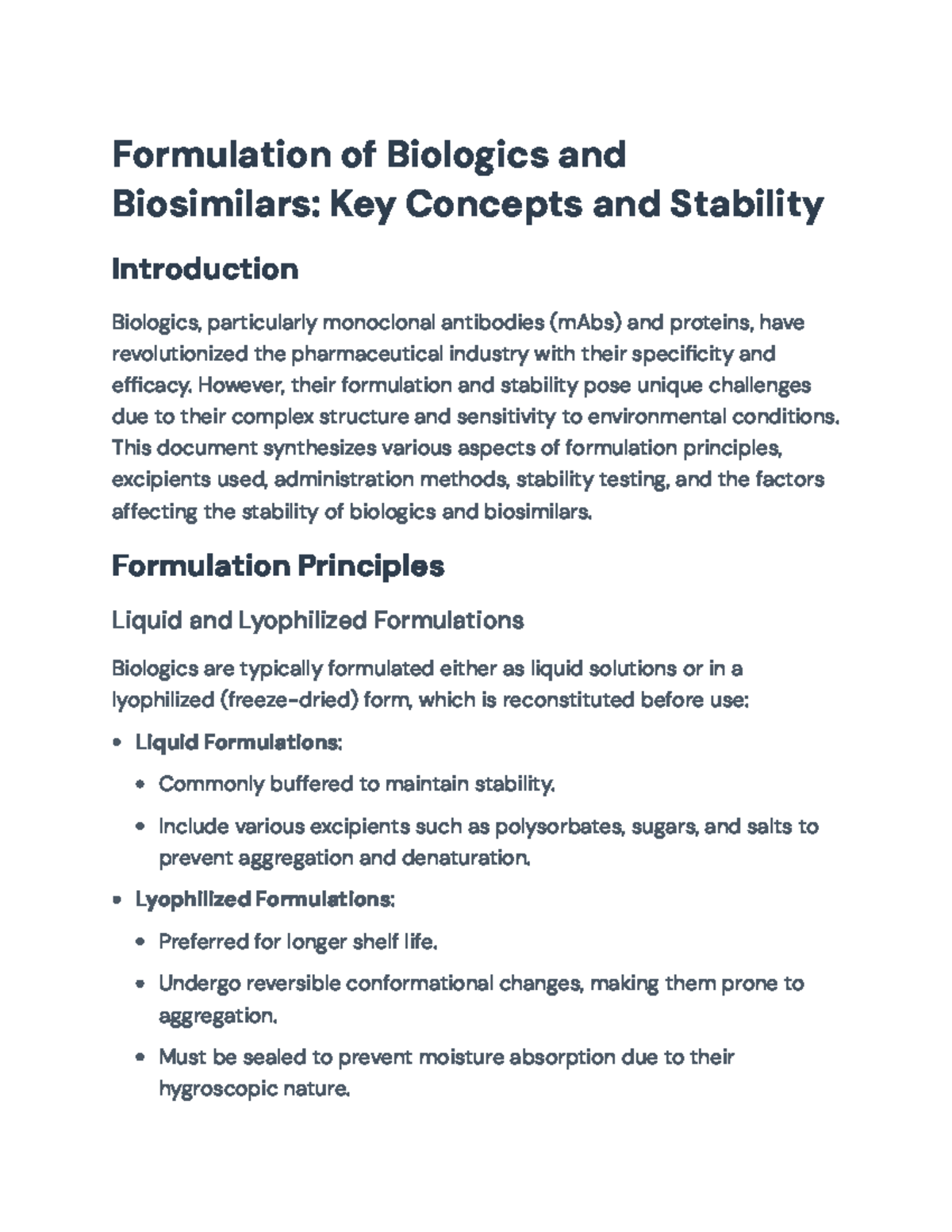 Formulation and Stability of Biologics and Biosimilars: Key Concepts ...