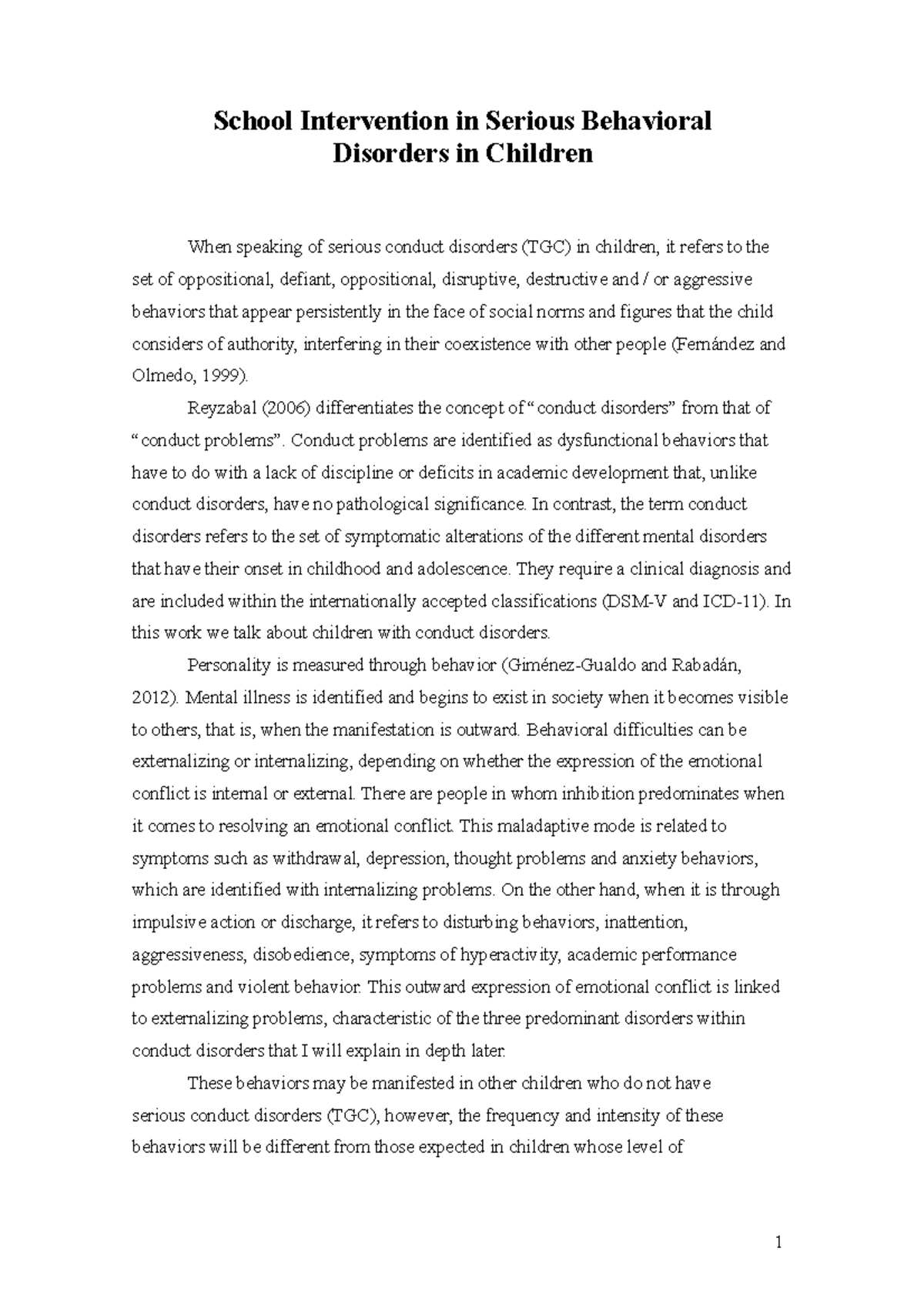 Intervention Strategies for Serious Behavioral Disorders in Children ...