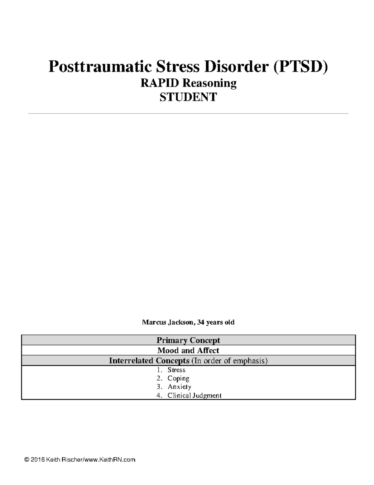PTSD case study assignment - Posttraumatic Stress Disorder (PTSD) RAPID ...