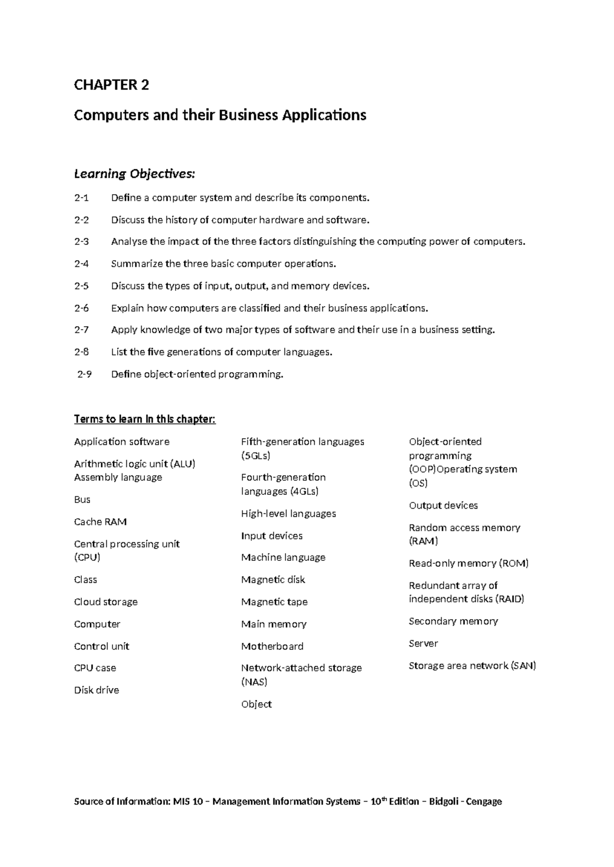 Chapter 2 - Computer Systems & Applications Summary - Studocu