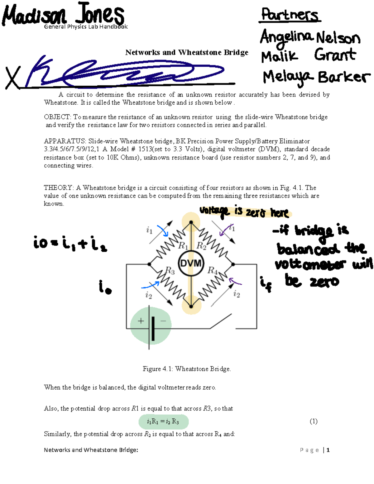 General Physics Lab: Wheatstone Bridge Experiment (PHYS 101) - Studocu