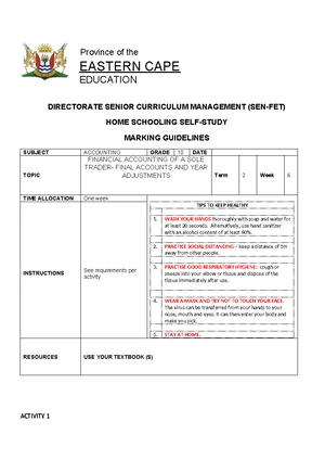 Accounting Grade 10 TERM 2 Final Accounts & Year-End Adjustments - Studocu