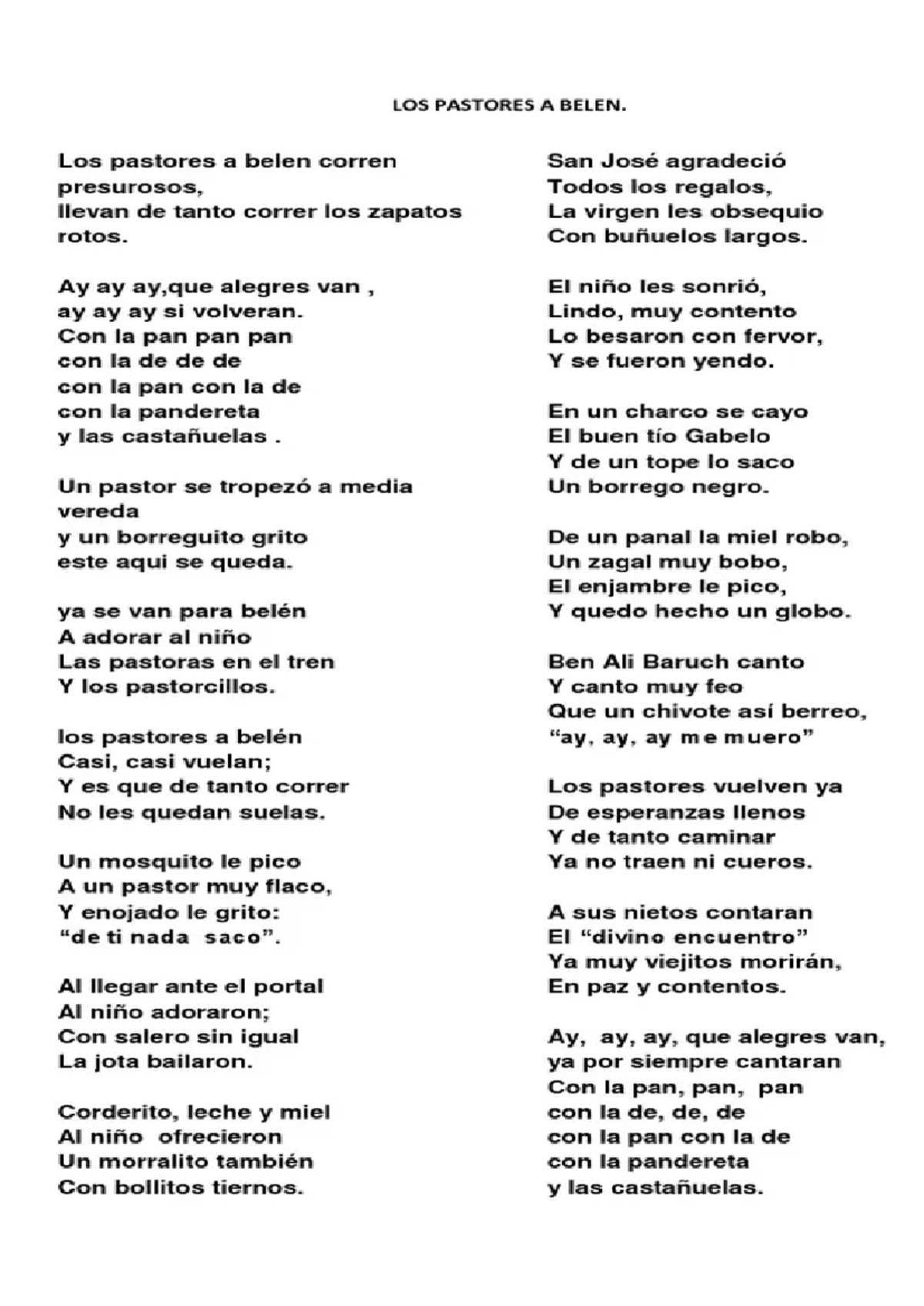 Los Pastores a Belén - Canto Tradicional y Letra - Studocu