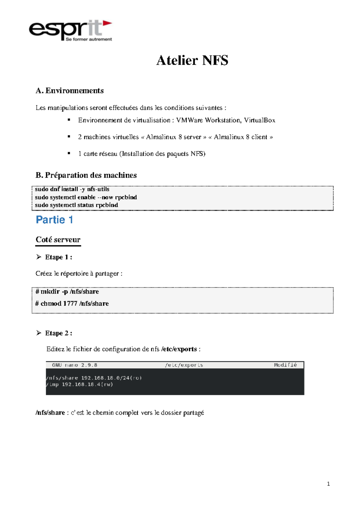 Atelier NFS 2025 - Configuration et Manipulations des Partages - Studocu