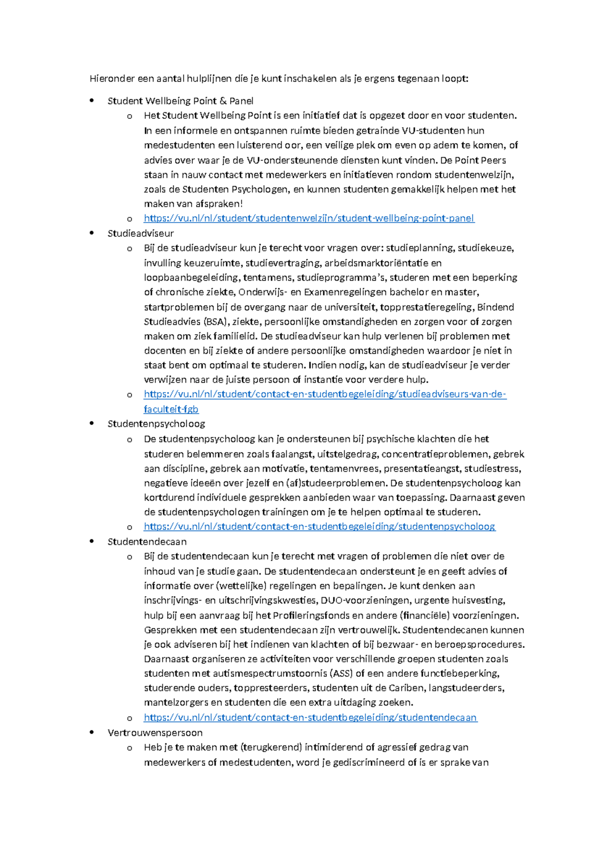 Hulplijnen VU: Ondersteuning voor Studenten bij Problemen en Zorgen ...