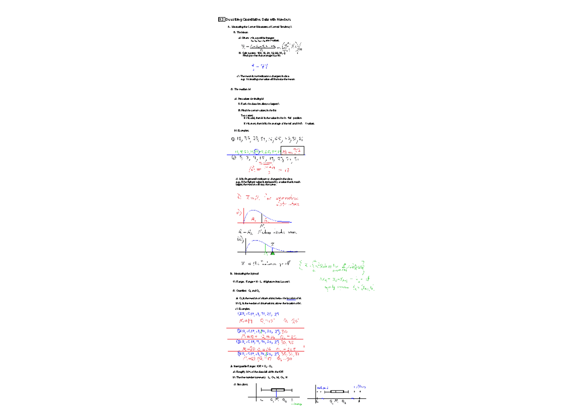 Section 1-3 Describing Quantitative Data with Numbers - 1 Describing ...