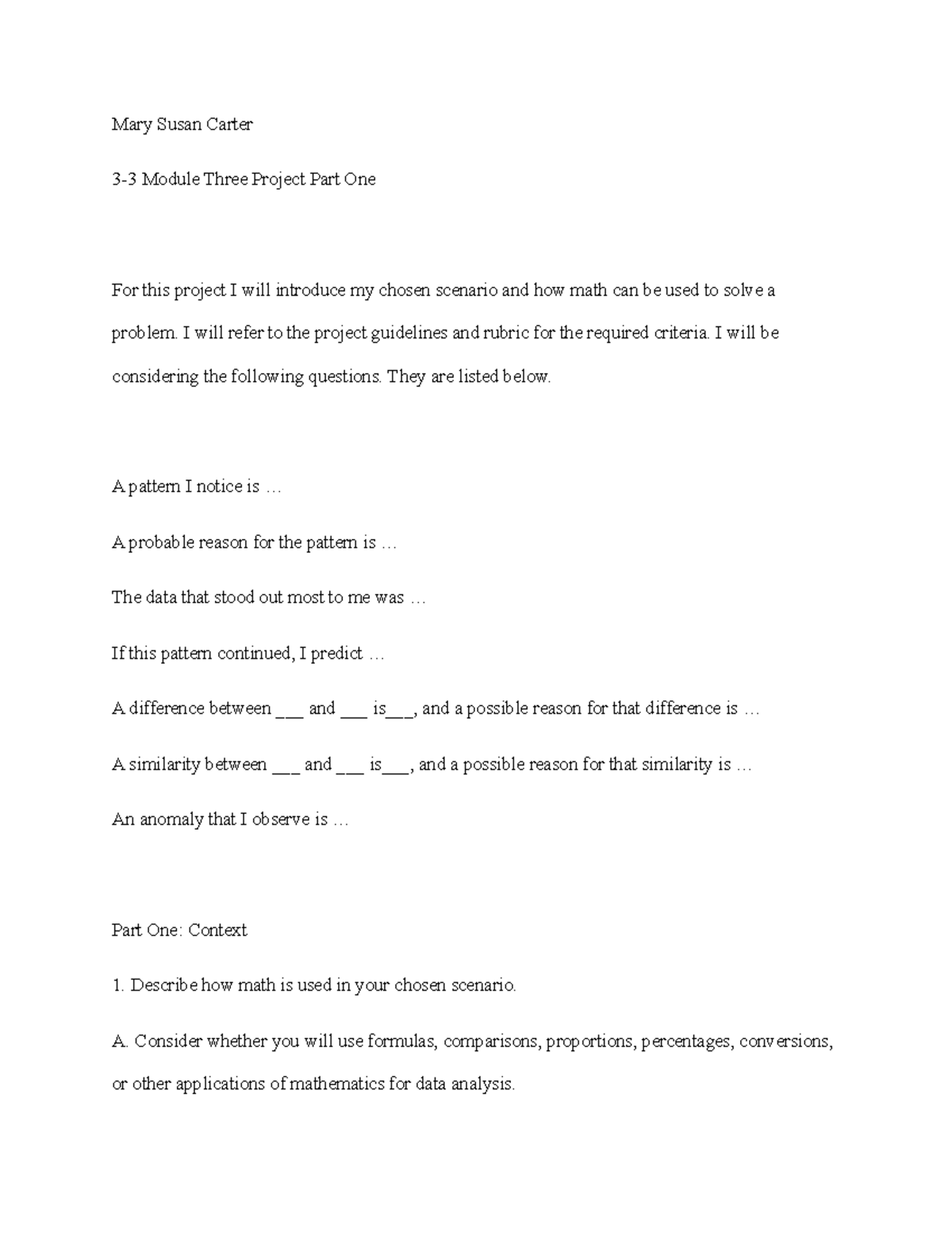 MATH 101: Module 3 Project - Budgeting and Financial Decision-Making ...