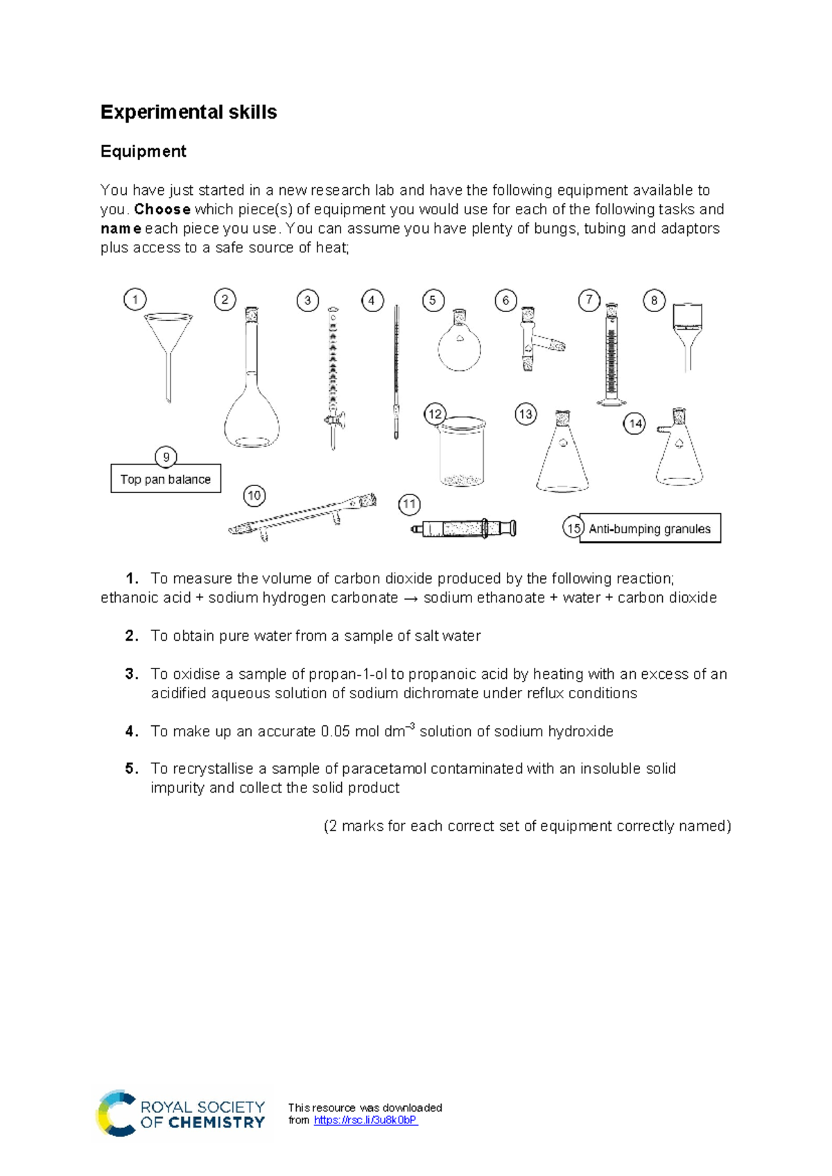 Experimental Skills: Equipment and Techniques for Lab Tasks (158687 ...