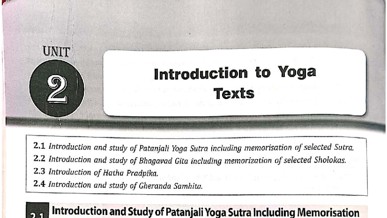 Unit 2: Introduction to Yoga Texts and Key Philosophies - Studocu