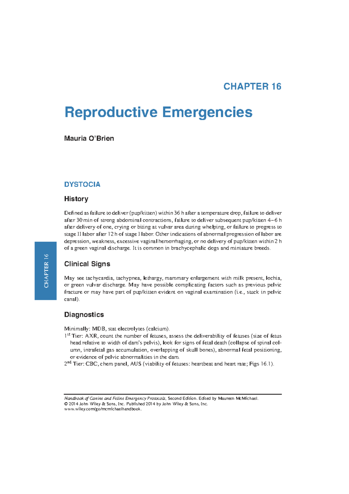 Reproductive Emergencies in Canines: Chapter 16 Overview (Course Code ...